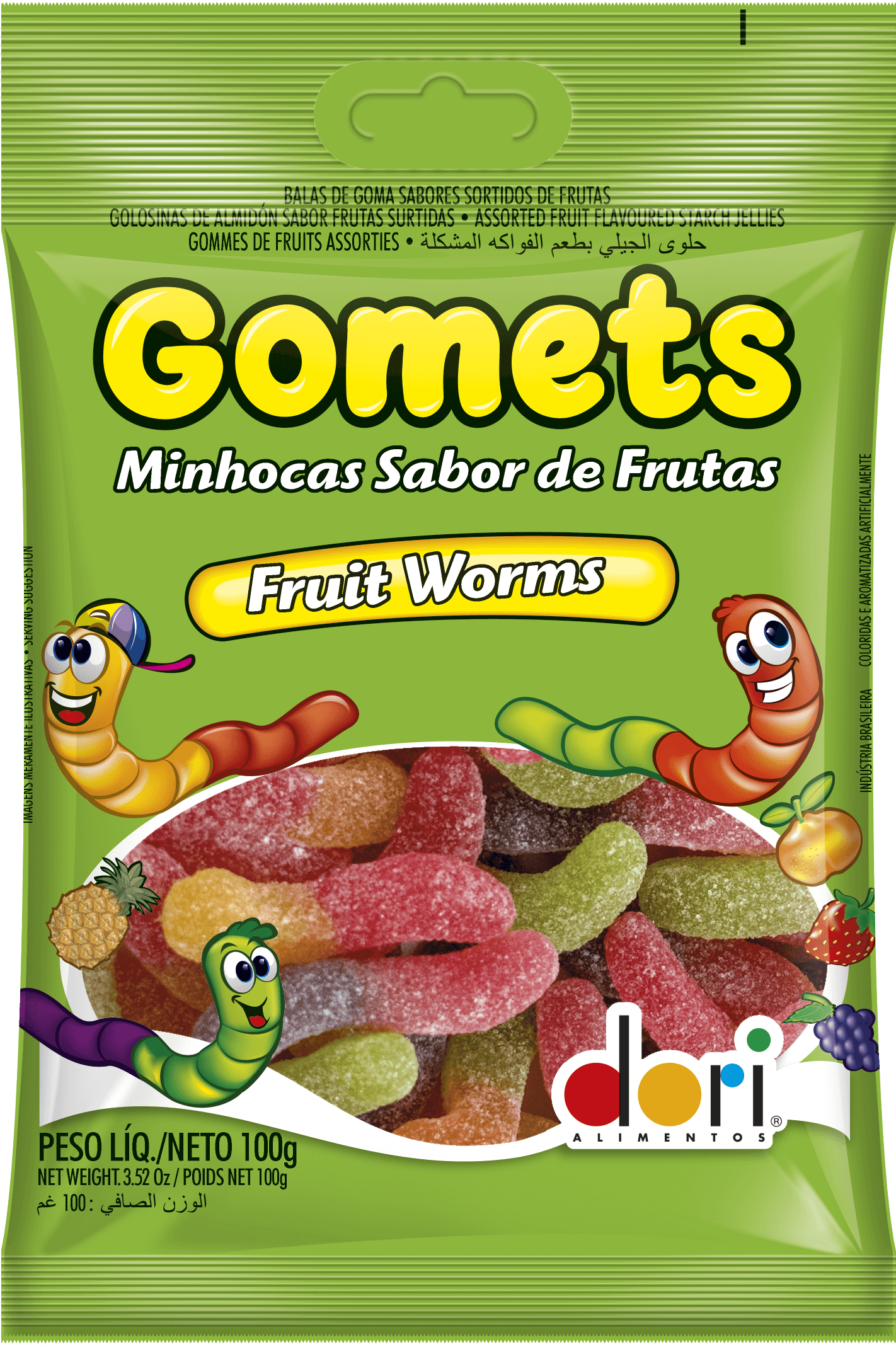 Goma Minhoca Frutas 100g | Dori Alimentos S.A.