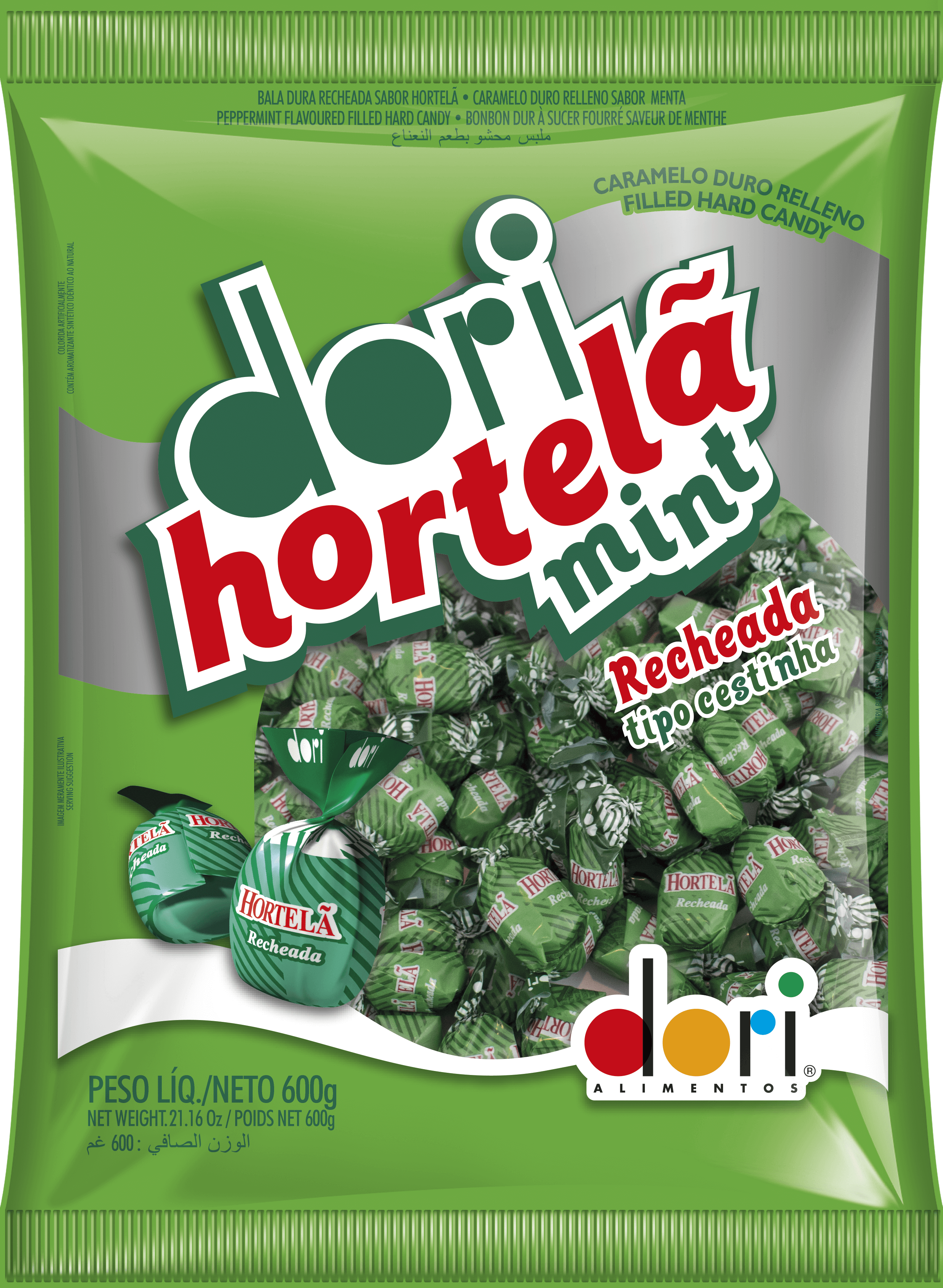 Bala Hortelã Mint Recheada 600g | Dori Alimentos S.A.