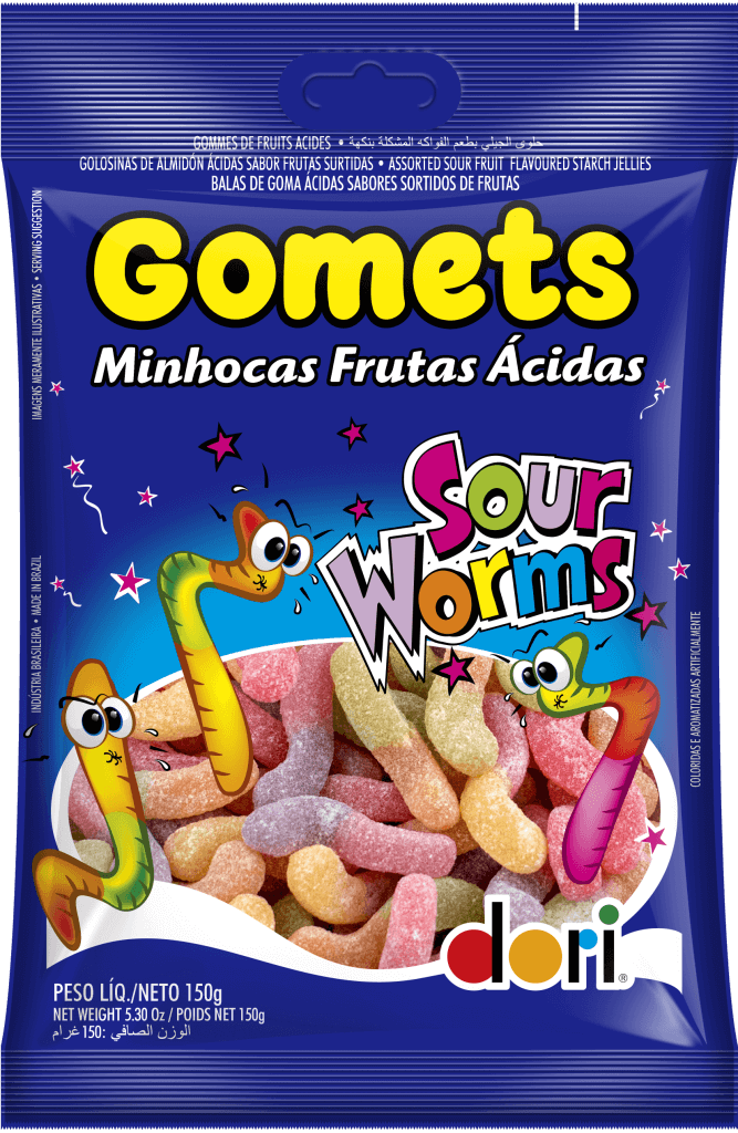 Goma Minhoca Frutas Ácidas 100g | Dori Alimentos S.A.