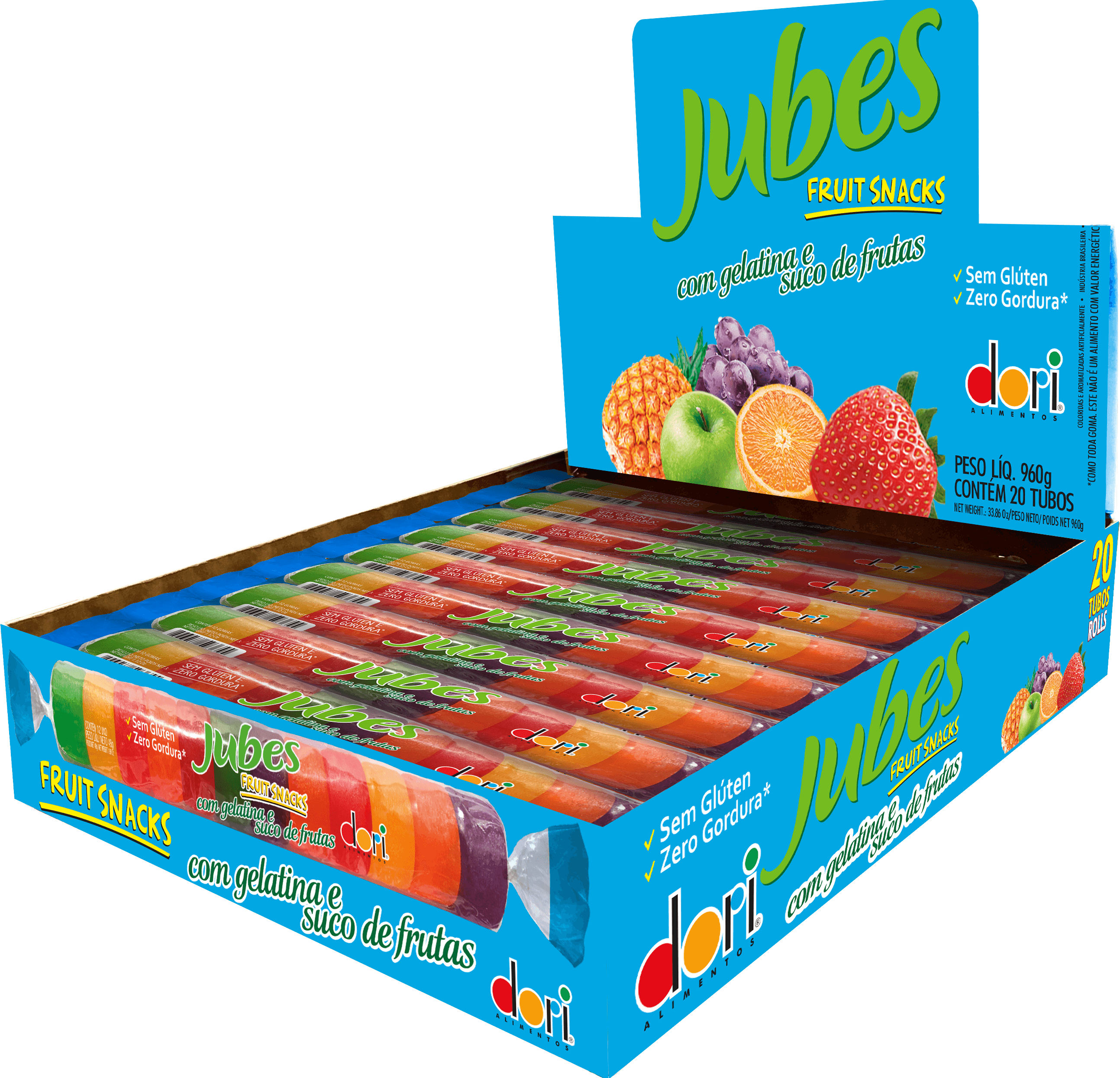 Jubes Fruit Snacks Tropical Tubo 48g | Dori Alimentos S.A.