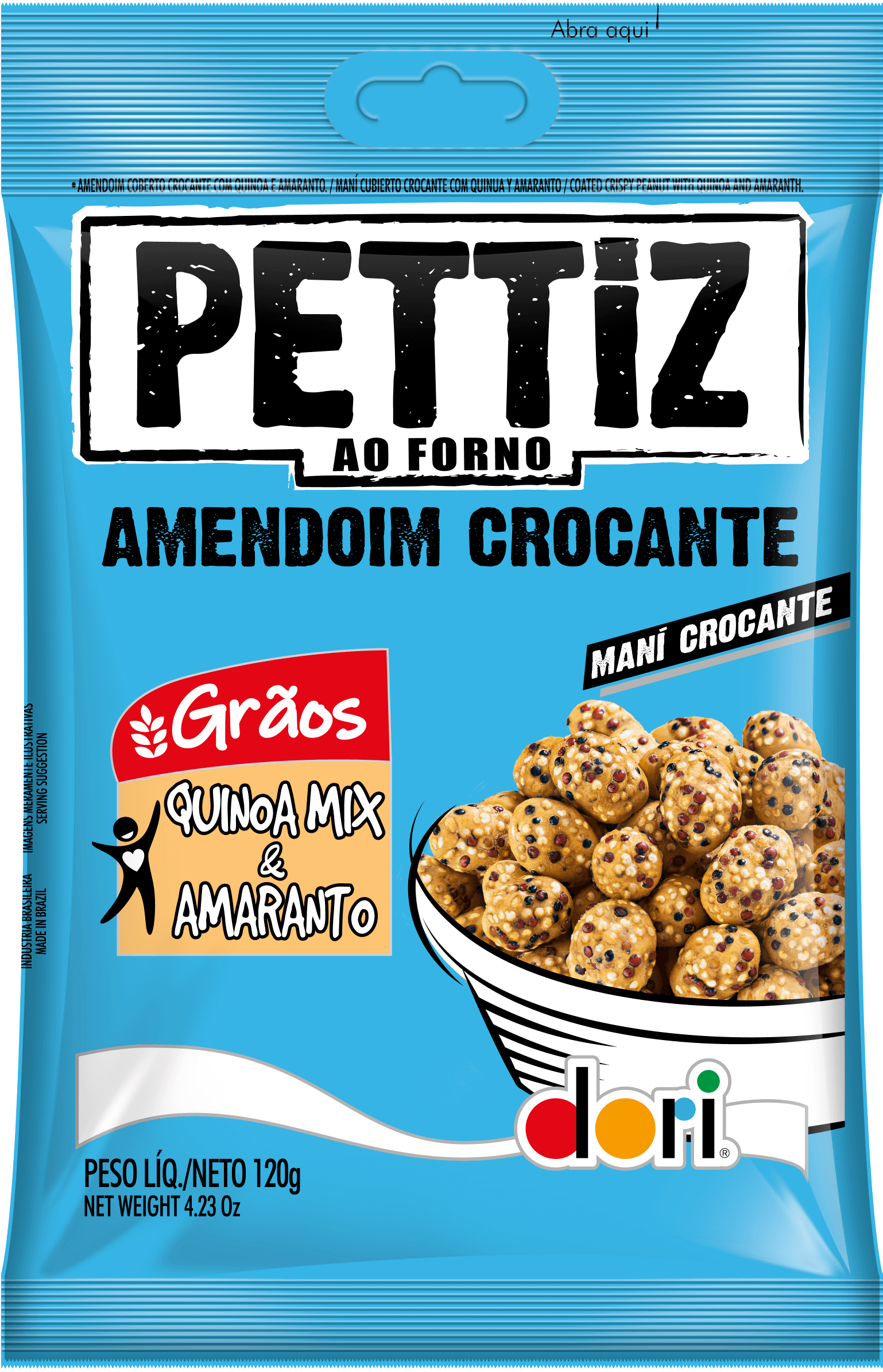 Pettiz Amendoim Crocante Quinoa Mix e Amaranto 120g | Dori Alimentos S.A.