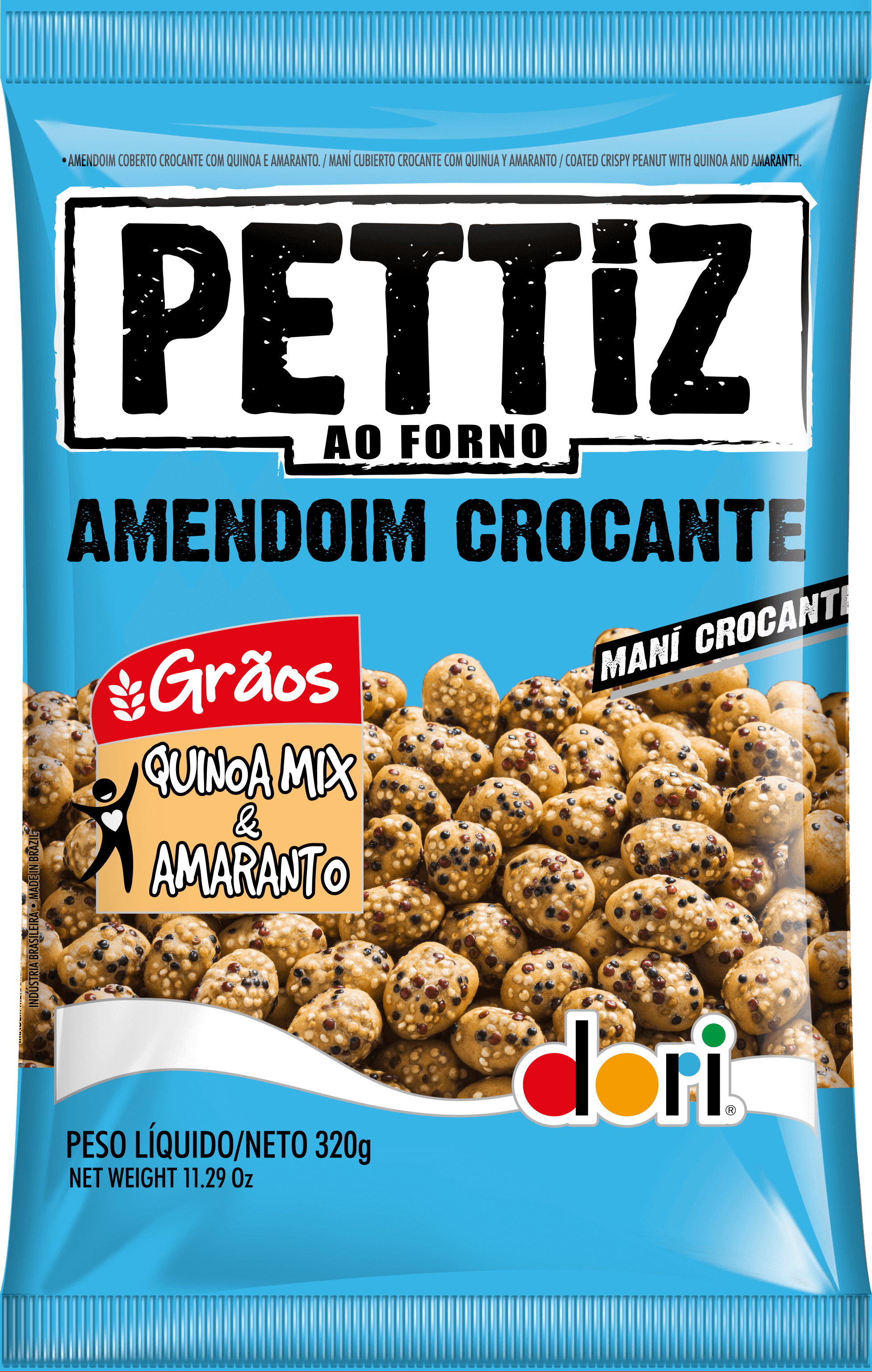 Pettiz Amendoim Crocante Quinoa Mix e Amaranto 320g | Dori Alimentos S.A.