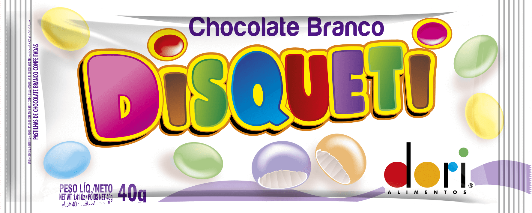 Disqueti Chocolate Branco 40g | Dori Alimentos S.A.