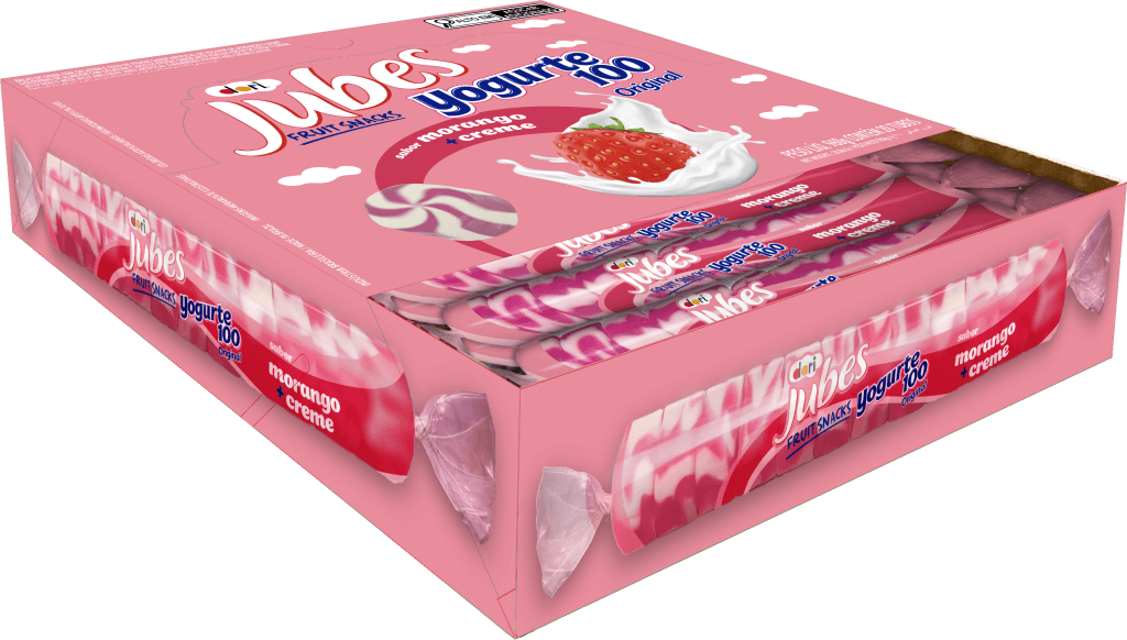 Jubes Fruit Snacks Yogurte 100 Morango com Creme 48g | Dori Alimentos S.A.